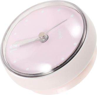 Hemobllo Kleiner Badezimmeruhr mit Saugnapf Rund Batteriebetrieben Wei&szlig; Rosa Zifferblatt aus Glas f&uuml;r Feuchte R&auml;ume und K&uuml;chenwand