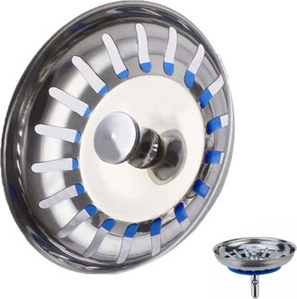 Generic Universal Waschbecken 82 mm Siebkörbchen Abflussstopfen Edelstahl Waschbeckenstöpsel Waschbeckensieb - Sieb Stöpsel Abfluss Küche Spüle Abflussstopfen