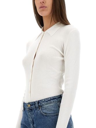 Michael Michael Kors Ribbed Tencel Lyocell Cardigan - White