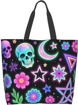 Generic Grand sac &agrave; provisions unisexe r&eacute;utilisable portable de rangement fourre-tout fourre-tout sacs &agrave; main sacs &agrave; main, Neon A5, Taille unique