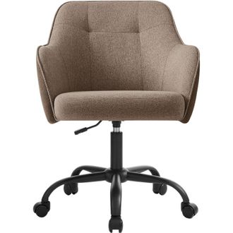 Songmics Chaise de Bureau, Fauteuil dAppoint pour le Bureau &agrave; Domicile, en Tissu Coton-Lin, Hauteur R&eacute;glable, Gris