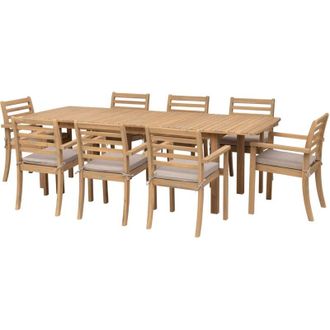 Happy Garden Salon de jardin extensible 180/240cm PADAR en acacia 8 places - coussins sable