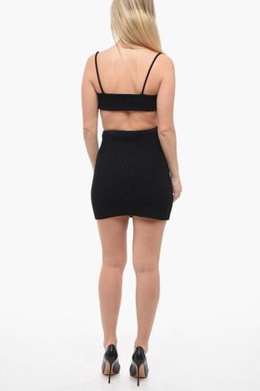 Off-white Ribbed Knit Minidress with Cut-Outs Off-White