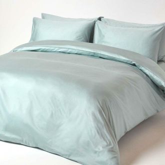 Homescapes Bio Bettw&auml;sche duck egg blue, 260 x 220 cm - Homescapes