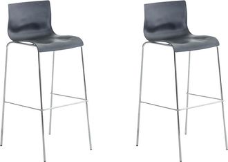 Clp 2er Set Barhocker Hover Mit Kunststoffsitz I Barstuhl Mit Robustem Metallgestell I, Farbe:grau, Gestell Farbe:Chrom