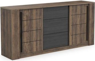 Demeyere Sideboard, Dunkles Holz und Schwarz, 200 x 90 x 45 cm