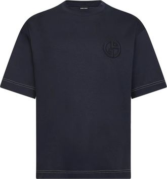 Giorgio Armani Homme, Tops, Bleu, Taille: 2XL T-shirt Collection Denim Interlock Coton