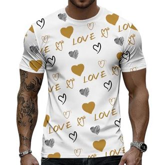 Generic T-shirt imprim&eacute; coeur pour homme - Imprim&eacute; coeur damour mode col rond manches courtes T-shirts graphiques mode d&eacute;contract&eacute; hauts voyage rendez-vous, B