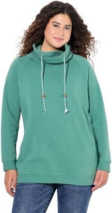 Ulla Popken Sweat-Shirt Grande Taille pour Femme, Grandes Tailles, col Montant Large, Poches, Manches Longues Raglan, Vert, 50-52