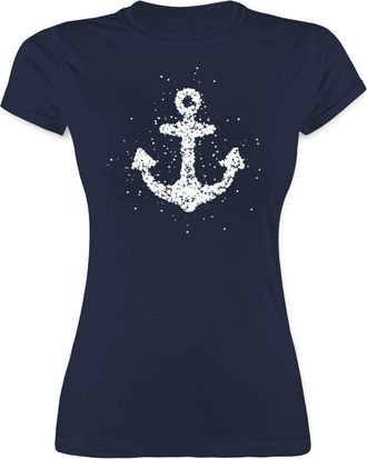 Shirtracer Shirt Damen - Kunst - Anker Matrosen Nordsee Maritime Ostsee Ankerliebe - XXL - Navy Blau - maritimes Tshirt Art ankern t-Shirt matrosenshirt maritim 