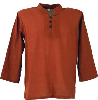 Guru Shop Yoga Hemd, Goa Hemd mit Knopfleiste - Rost, Herren, Baumwolle, Size:XXL