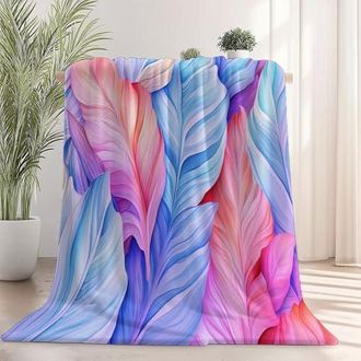 Generic Douce Chaud Couverture en Flanelle Douce et Polaire 220 x 240 cm - Aquarelle Feuilles Tropicales R&ecirc;veuses Imprim&eacute; Couverture Infroissable pour Adolesc