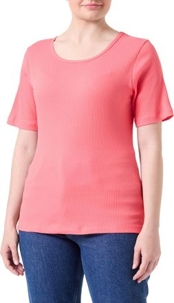 Ichi Damen IHPALMER Rib SS T-Shirt, 171744/Calypso Coral, Large