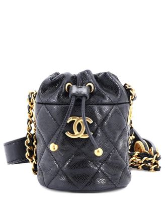 Chanel mini sac seau Caviar matelass&eacute; Twist Your Buttons - Noir