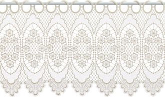 Plauener Spitze by Modespitze, Store Bistro Gardine Scheibengardine mit Stangendurchzug, hochwertige Stickerei, H&ouml;he 30 cm, Breite 112 cm, Creme