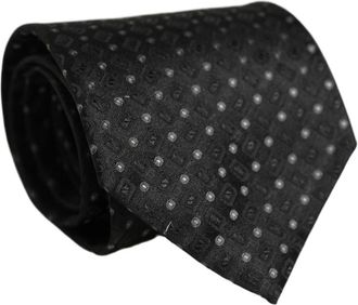 Dolce & Gabbana Cravate fine en soie jacquard avec logo DG - Homme - Accessoires - Noir - Taille: ONE Size