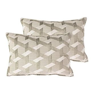 Riva Paoletti Delano Twin Pack-Feder gefüllte Kissen, Polyester, Elfenbein/Taupe, 40 x 60cm, 2