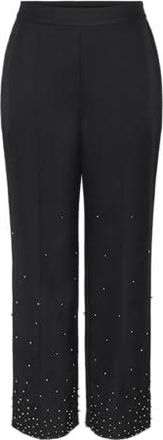Pieces Pantalon brodé Pcru Hw Costume, Noir, XL Femme
