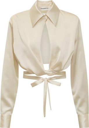 Nineminutes Femme, Blouses et Chemises, Beige, Taille: 36 FR Chemise en satin