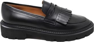 Via Roma 15 Fringe Detail Leather Moccasin With Cushioned Inte - Gr. 36,5 (EU) - in Schwarz
