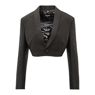 Dsquared2 Cropped Blazer mit Innenprint - - Jackets - Damen - Schwarzk - M