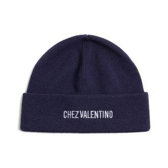 Valentino Garavani Blauer Gerippter Umschlagm&uuml;tze - - Accessories - Herren - Blau - ONE SIZE