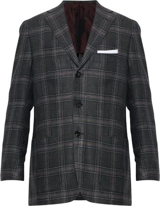 Kiton Karomuster-Blazer - - Jackets - Herren - Grau - 2XL