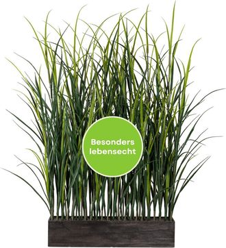 Creativ Green Raumteiler Pflanzen 120cm I k&uuml;nstlicher & stilvoller Deko Gras Raumteiler I pflegeleichtes k&uuml;nstliches Gras als Trennwand mit Holzkasten 60 x 10 x 13c