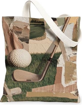 Generic Sacs fourre-tout en toile inspir&eacute;s du golf, design sportif r&eacute;tro, l&eacute;gers, lavables et r&eacute;utilisables pour salle de sport, plein air, voyage, plage, bei