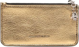 Alexander McQueen Alexander McQueen Portemonnaie - Metallic Leather Skull Charm Zip Card Holder - Gr. unisize - in Gold - f&uuml;r Damen