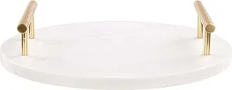 Beliani Plateau de Service Moderne en Marbre avec Poign&eacute;es Accessoire Maison Blanc et Dor&eacute; Argos