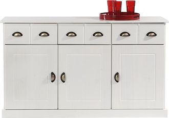 IDIMEX Sidboard Paris aus Kiefer massiv in weiß, schöne Kommode mit 3 Türen, praktische Apothekerkommode mit 3 Schubladen