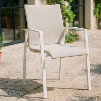 IDIMEX Gartenst&uuml;hle Verano 6er Set, 57x89x62 cm, wei&szlig;/beige, stapelbar, robust, Aluminium mit Textilene Polster. Gartenm&ouml;bel-Set, Terrassenst&uuml;hle, Balkonst&uuml;h