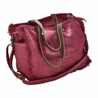 Loberon Sac Anoush - coton, cuir de buffle - H/L/P env. 34/42 / 21 cm - fuchsia, fuchsia
