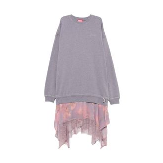 Diesel Femme, Robes, Violet, Taille: 38 FR Robe mi-longue avec bordure en dentelle