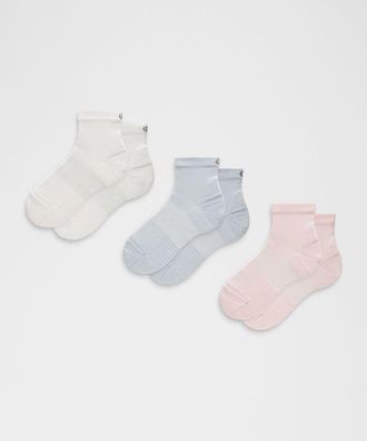 lululemon Unisex Power Stride Sneaker Socken 3er-Pack - Gr&ouml;&szlig;e XL in Pink Pearl/White/Starch Blue
