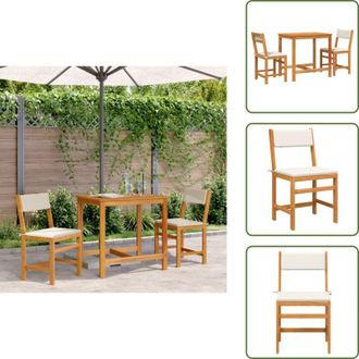 vidaXL 3-tlg. Balkonm&ouml;bel-Set mit Kissen Massivholz Akazie - Holztisch - Gartentisch - Esszimmerstuhl - Outdoorm&ouml;bel - Balkonm&ouml;bel