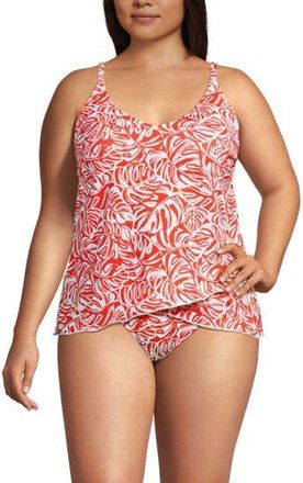 Lands End Tankinitop mit Tulpensaum chlorresistent, Damen, Größe:48-50 plus, Orange, Nylon-Mischung, by Lands End