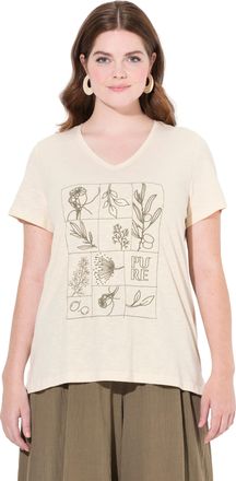 Ulla Popken Womens Plant Placement T-Shirts, Perlweiß, 54/56