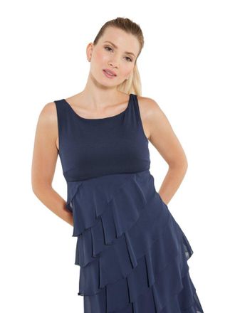 Swing Minikleid blau,Festlich,Polyester,Unifarben,U-Boot,&Auml;rmellos,Slim Fit