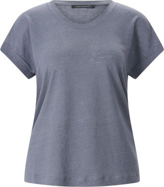 Luisa Cerano Femme, Tops, Bleu, Taille: 40 FR T-shirt col en V en jersey de lin