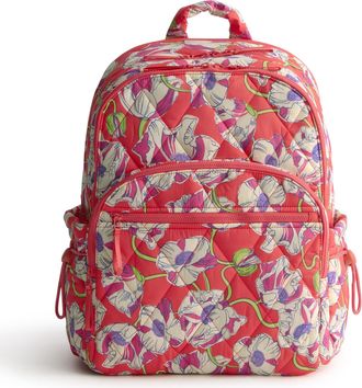 Vera Bradley Bancroft Rucksack f&uuml;r Damen, federleicht, gro&szlig;, Wirbelnde Mohnblumen, Einheitsgr&ouml;&szlig;e