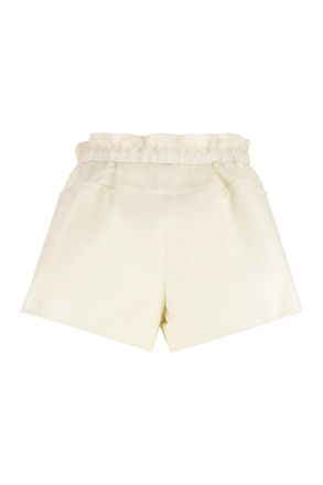 Moncler Womens Drawstring Shorts With Faux-Leather Trim Cream Cotton; Faux Leather