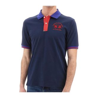 La Martina Kurz&auml;rmeliges Poloshirt mit Kn&ouml;pfen - - Tops - Herren - Blau - M