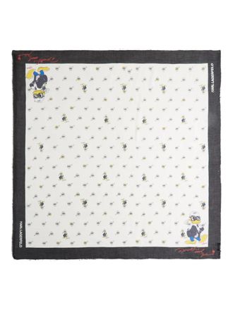 Karl Lagerfeld x Disney foulard à imprimé graphique - Blanc