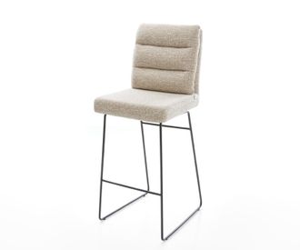 DELIFE Barstuhl Pela-Flex Webstoff Soft Beige Kufengestell Metall Schwarz, Barst&uuml;hle