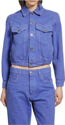 Versace Femme, Vestes, Bleu, Taille: 36 FR Blouson Denim Jacket