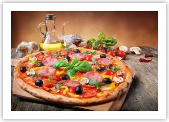 Arttor Wandposter Art Prints 70x50cm Poster ohne Rahmen Pizza Käse Tomaten Küche Wanddeko Bild Wand Kunstdruck Deko Wandbilder Dekoration Wohnzimmer Schlafzi