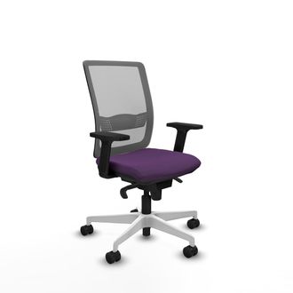 Piqueras y Crespo Ergonomischer Stuhl mit 2D-Armen, h&ouml;henverstellbare Lendenwirbelst&uuml;tze, mit 5 Positionen und injiziertem Schaumstoff, Grau/Violett