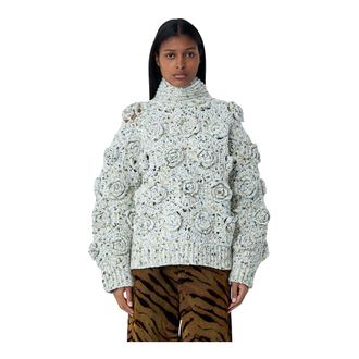 Ganni Crochet Sweater - - Knitwear - Damen - Wei&szlig; - XS